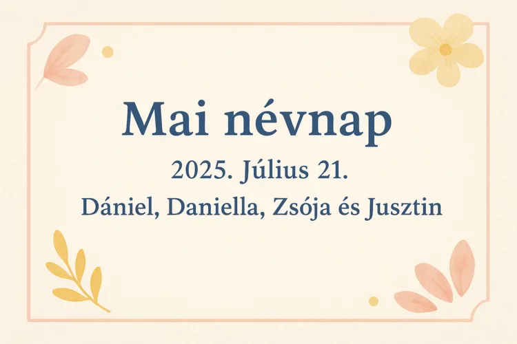 Mai névnap – Július 21.: Dániel, Daniella, Zsója és Jusztin
