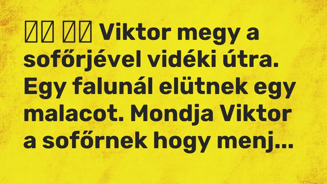 Viccek: Viktor megy a sofőrjével vidéki útra. Egy falunál elütnek...