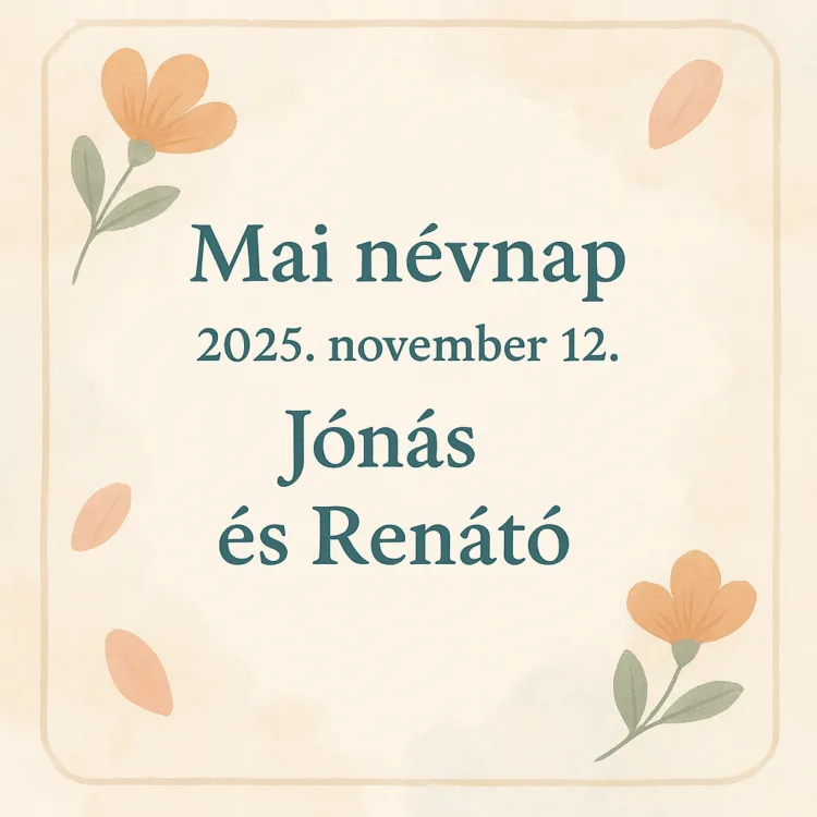 Mai névnap – November 12.: Jónás és Renátó