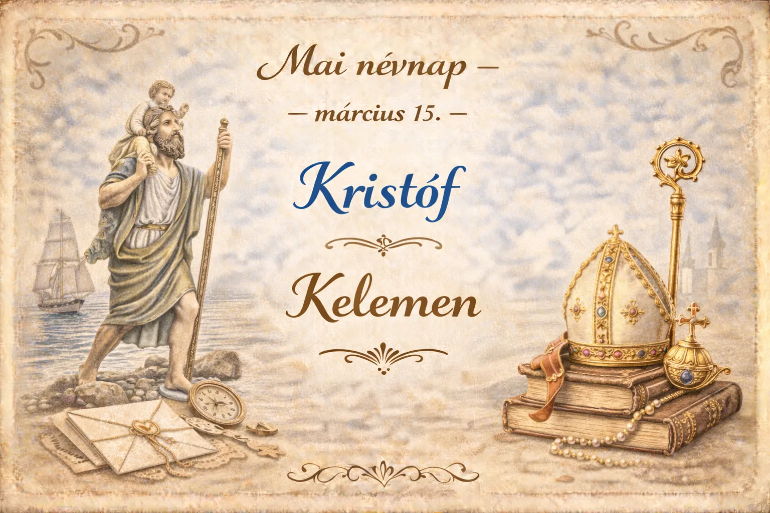Mai névnap – március 15.: Kristóf és Kelemen